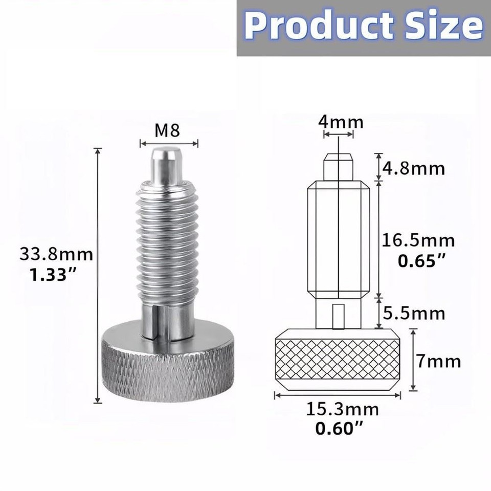 2Pcs Stainless Steel Hand Retractable Spring Plungers with Knurled ...