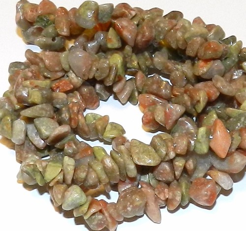 NG1130 Autumn Jasper Red to Green Medium 8mm - 9mm Chip Gemstone Beads ...