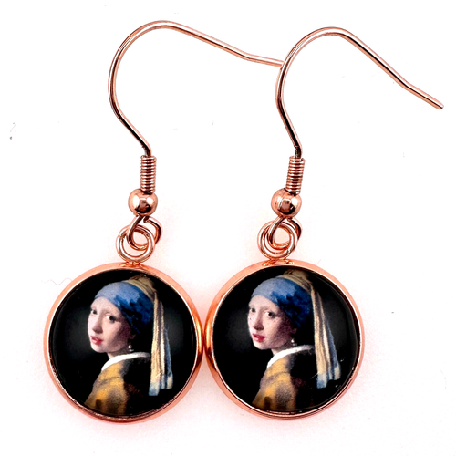 Vermeer's Girl with a Pearl Earring Drop Earrings 16 mm Round Glass ...