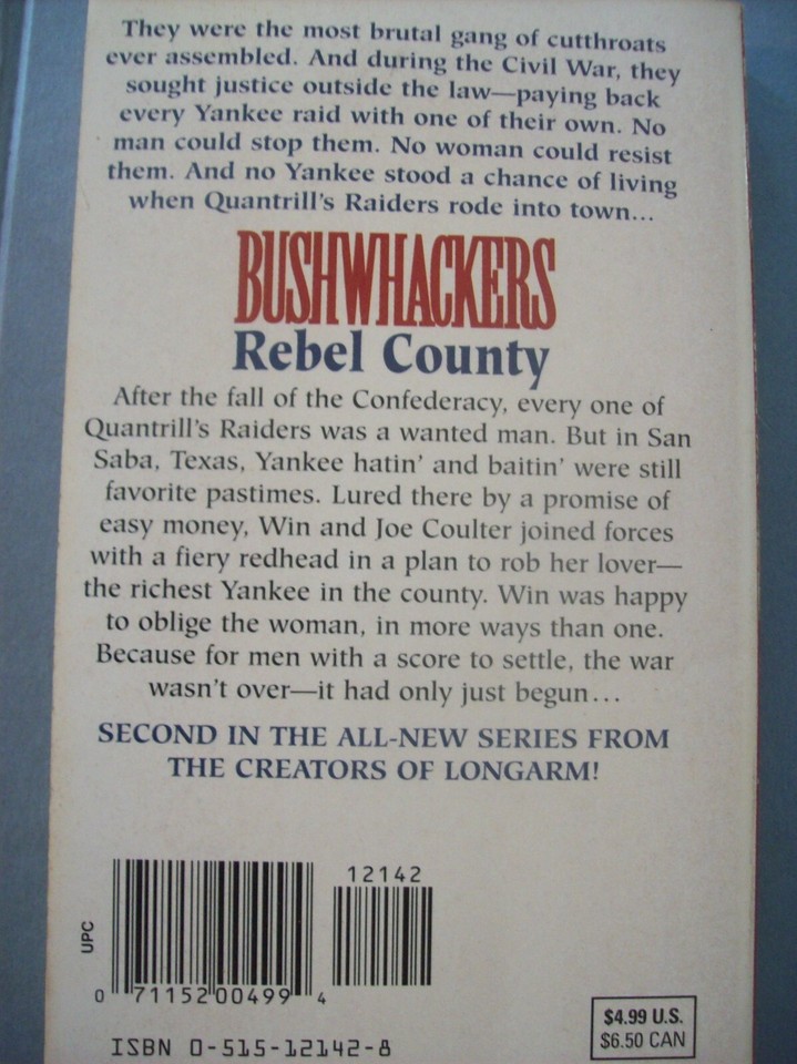 Bushwackers-Rebel County- Vintag Paperback-Western -B.J. Lanagan- 1997 ...