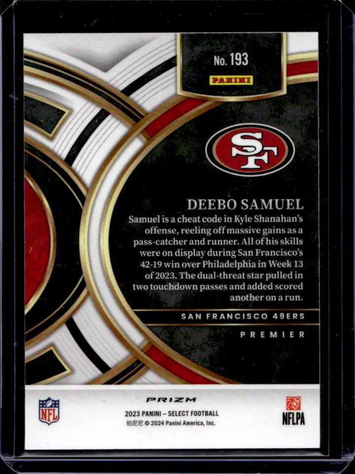2023 Select Deebo Samuel Blue Prizms Premier #/149 #193 | eBay