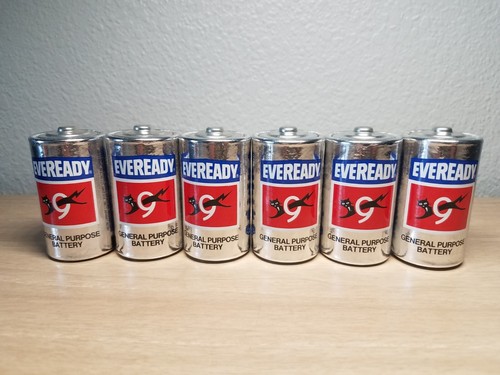 6 Lot VINTAGE D BATTERIES EVEREADY CAT FLASHLIGHT BATTERY NO. 950 UNION ...