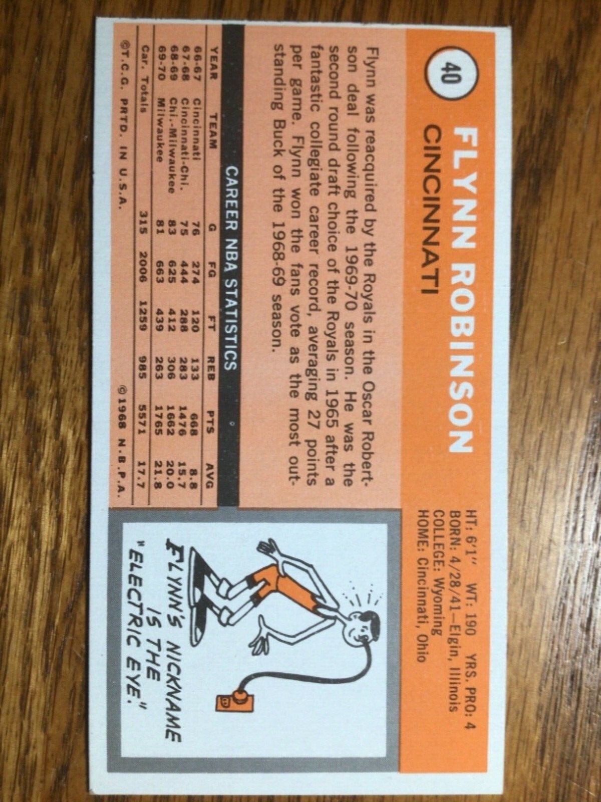 1970-71 Topps basketball Flynn Robinson Card #40 EX | eBay