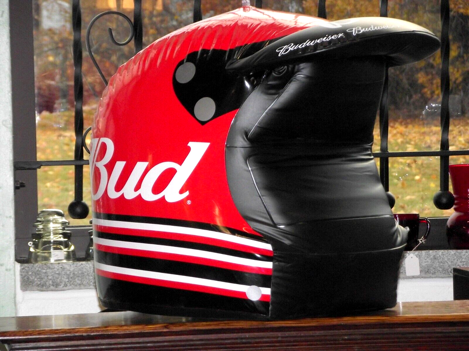 BUD Budweiser Beer Inflatable Nascar Helmet Party Blow Up Indy car dirt ...