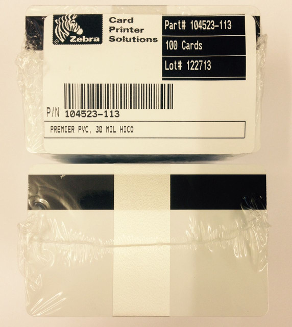 Zebra 104523-113 Blank Premier PVC Card 30 Mil High Coercivity Mag ...