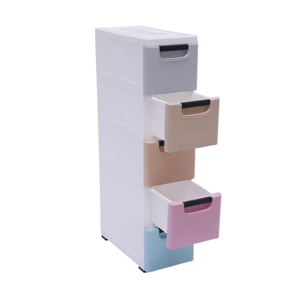 Stackable Clothes Storage Box Heavy Duty Plastic Storage Cabinet w/5 ...