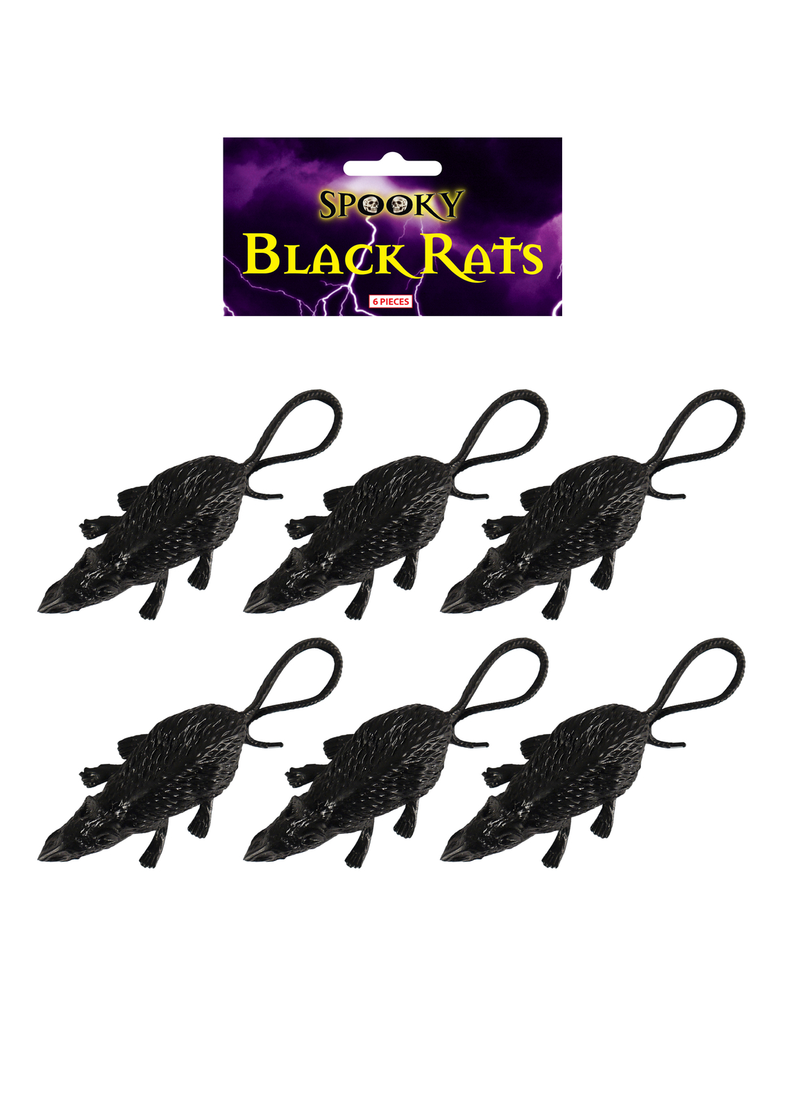 6 Black Plastic Rats - Halloween Toy Loot/Party Bag Fillers Decoration ...