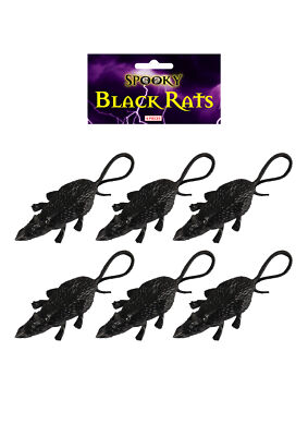 6 Black Plastic Rats - Halloween Toy Loot/Party Bag Fillers Decoration ...