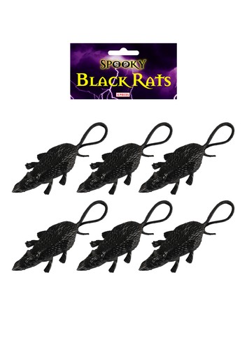 6 Black Plastic Rats - Halloween Toy Loot/Party Bag Fillers Decoration ...