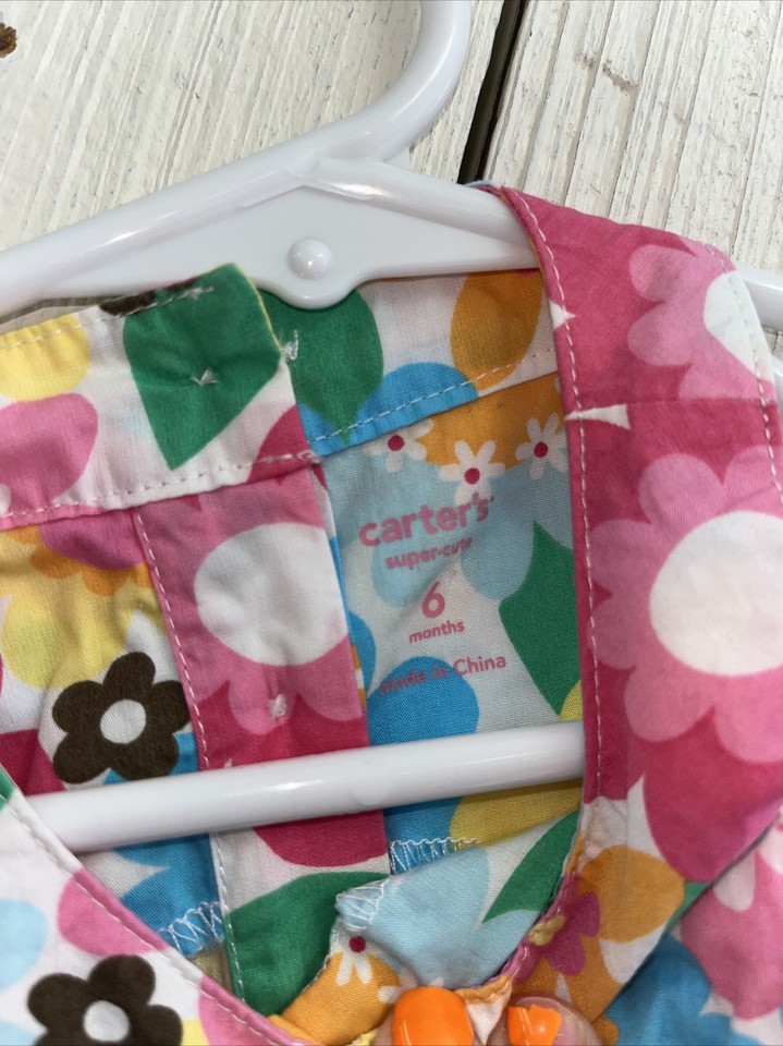 Girls Carters Pink Super Cute Floral Bodysuit romper 6 months free ship ...