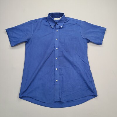 Cintas Shirt Mens 15.5 Blue Button Up Outdoors Work Wear Comfort Mens ...