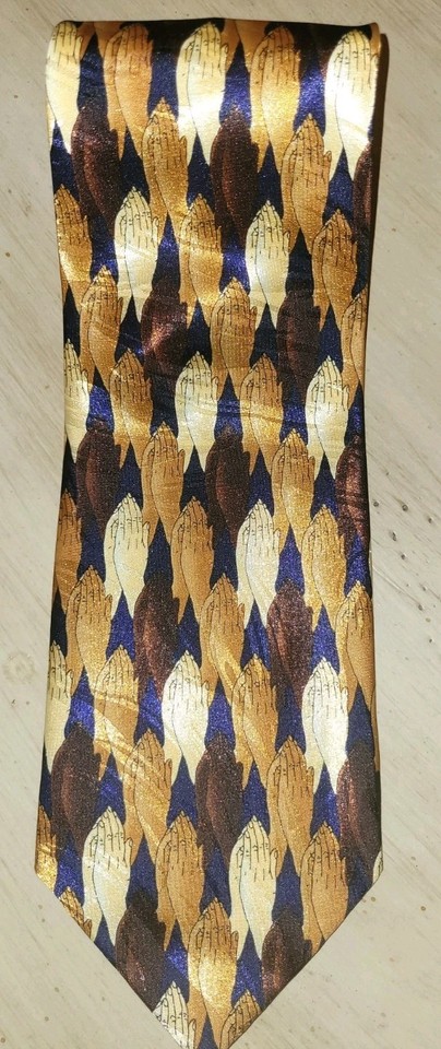 Roberto Cellini Praying Hand Tie Necktie Polyester 54.5" x 3.75" Christian Theme | eBay