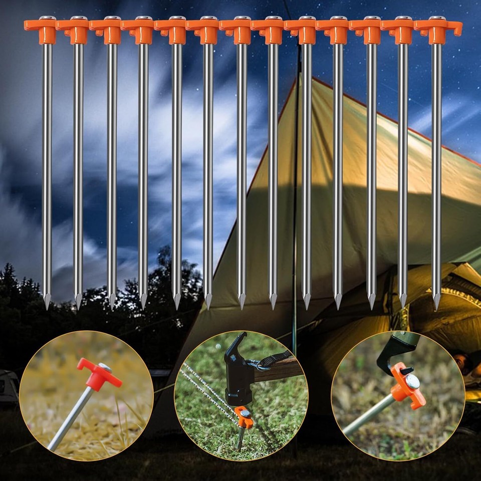 20 Pack Tent Stakes Heavy Duty, 10inch Tent Stakes Pegs, Metal Tent ...