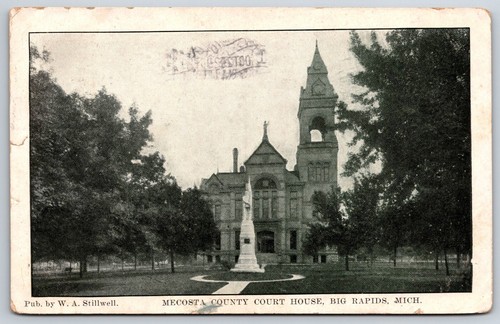 Big Rapids Michigan~Mecosta County Court House Exterior View~PM 1910 ...