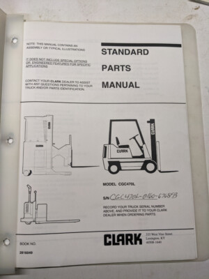 CLARK PARTS LIST BOOK MANUAL CATALOG SHOP REPAIR SERVICE 1996 CGC470L ...