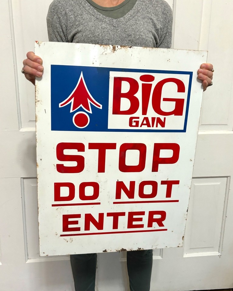 Vtg Big Gain Feeds Advertising Farm Sign Seed Corn Iowa Do Not Enter ...