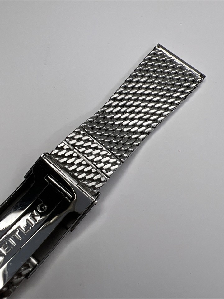 Authentic 150A Breitling 24mm x 20mm Brushed Mesh Bracelet & Deployant ...