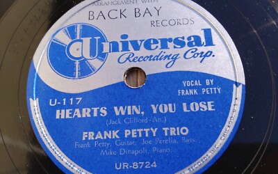 Frank Petty 78rpm Single 10-inch Universal Records #U-117 Hearts Win ...