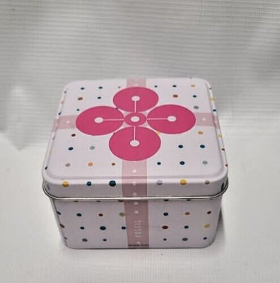 Fossil Watch Presentation Tin Pink with Polka Dots Empty Box | eBay
