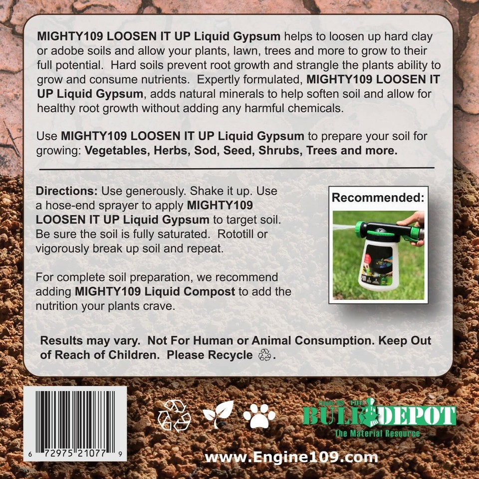 MIGHTY109 LOOSEN IT UP Liquid Gypsum, Natural Soil Softener, up to 500 ...