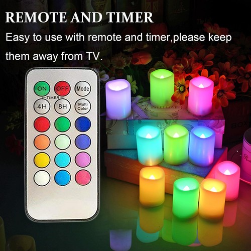 Multi Color Changing LED Flameless Votive Candles With Timer and Remote ...