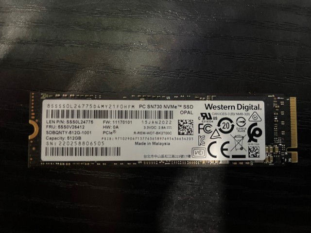 Western Digital WD PC Sn730 NVMe PCIe Gen3 X4 M.2 512gb Solid State ...