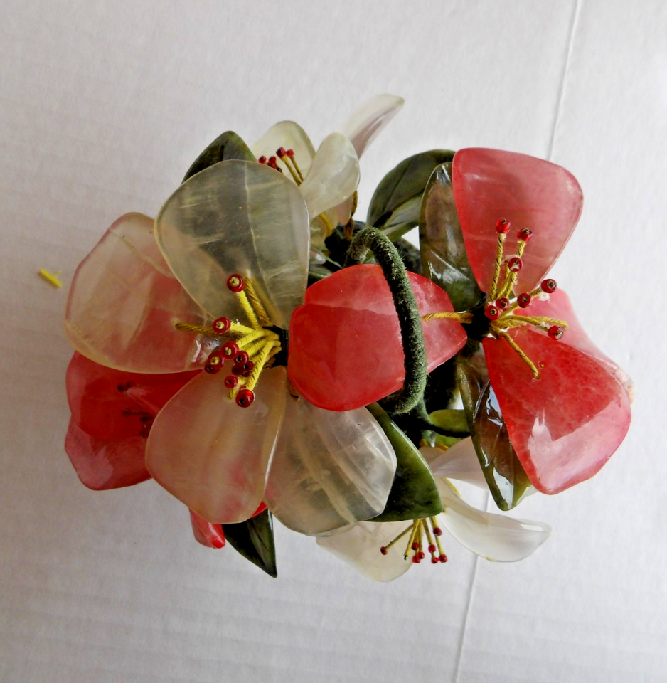 Jade Glass Bonsai Tree Flowers in Vase Pot 7x9 Japan Mint Vintage ...