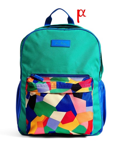 Vera Bradley Lighten Up Colorblock Large Backpack Spring Pop Art Green ...