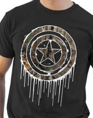 MENS S REALTREE MARVEL CAPTAIN AMERICA CAMO SHIELD MENS SHORT SLEEVE T ...
