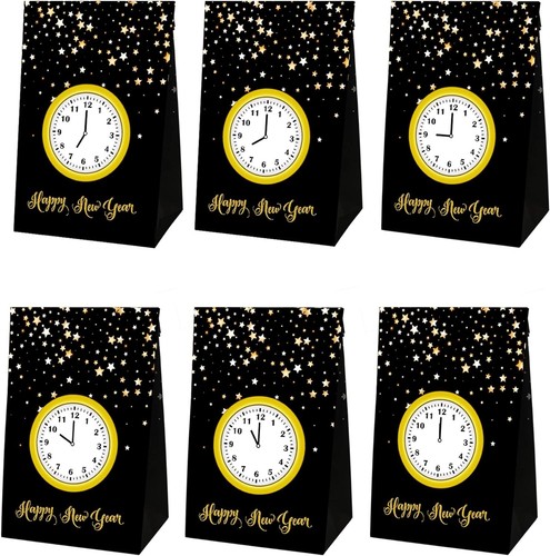 Happy Storm 12 Pack New Year Gift Bags Clock Goodie Bag Happy New Year ...