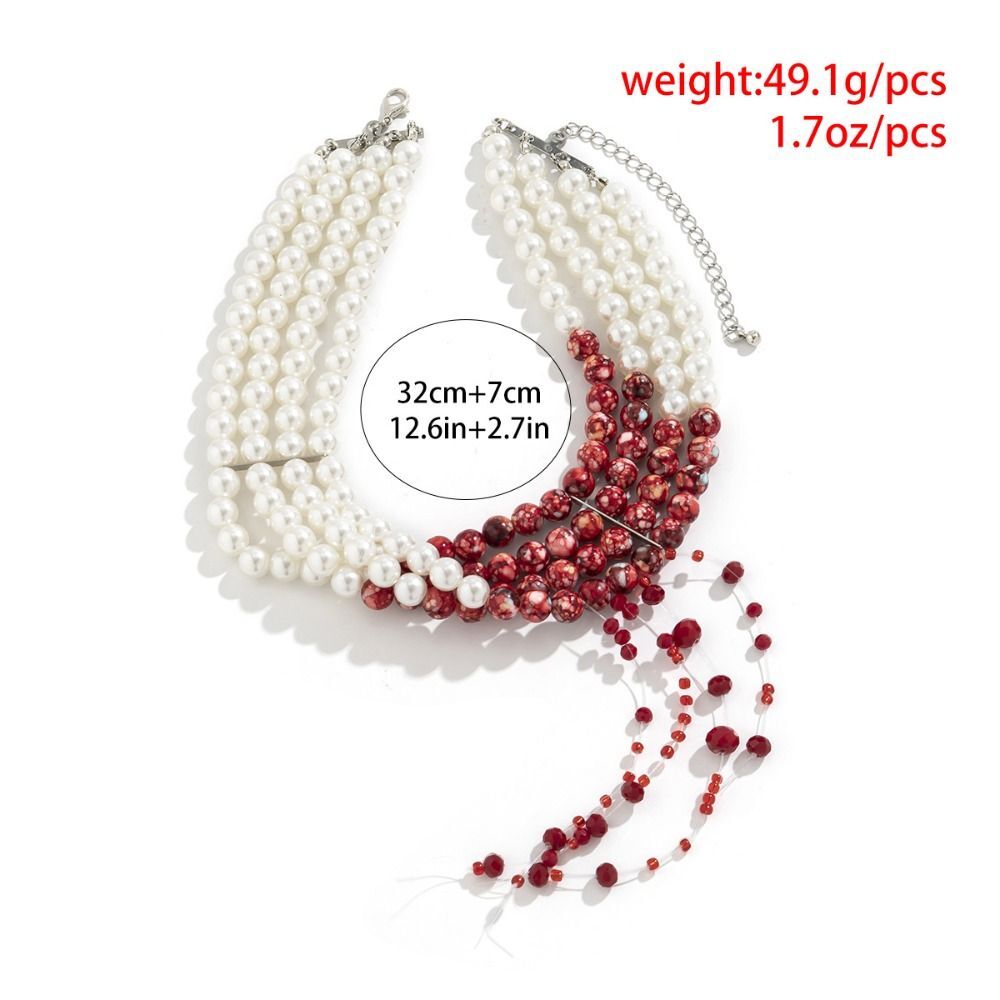 Halloween Blood Pearl Necklace for Women/Halloween Party/Cosplay Prop ...