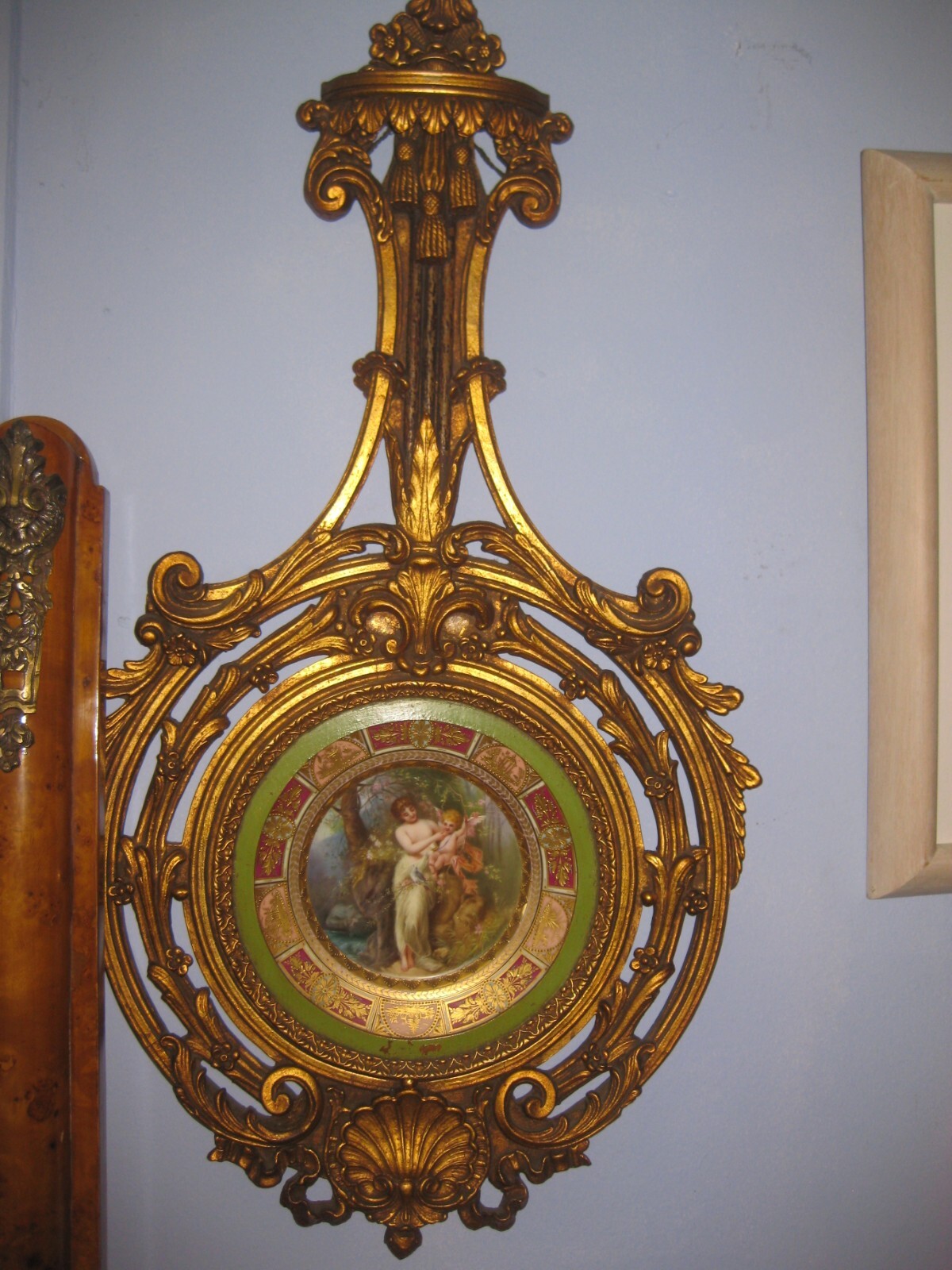 Royal Vienna porcelain plate, Ackerman & Fritze, antique wooden frame ...