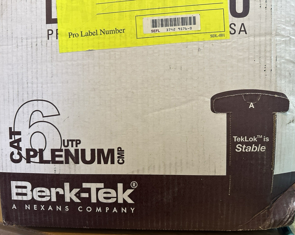 Berk-Tek LANmark-6, Cat6 Plenum Data Cable, CMP, UTP, Blue, 1000ft 305M ...
