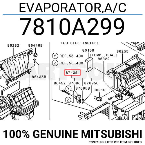 7810A299 Genuine Mitsubishi EVAPORATOR,A/C | eBay