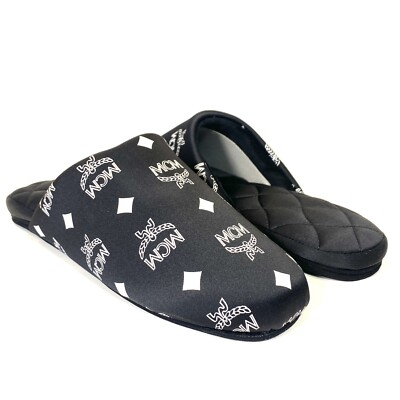 MCM Unisex Visetos Logo Silk Room Slippers Black (MSRP $260) | eBay