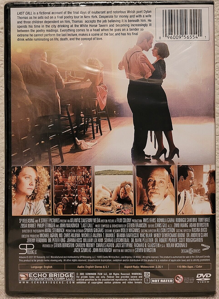 Last Call (DVD, 2017) Rhys Ifans, John Malkovich, Dylan Thomas - Brand ...