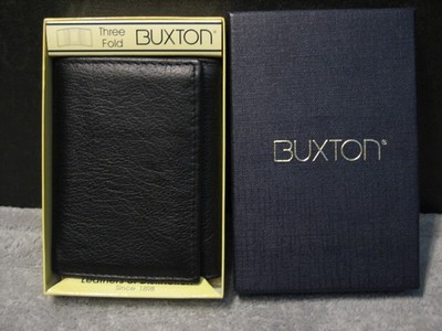 Buxton Three Fold Black Leather Wallet - New in Box | eBay