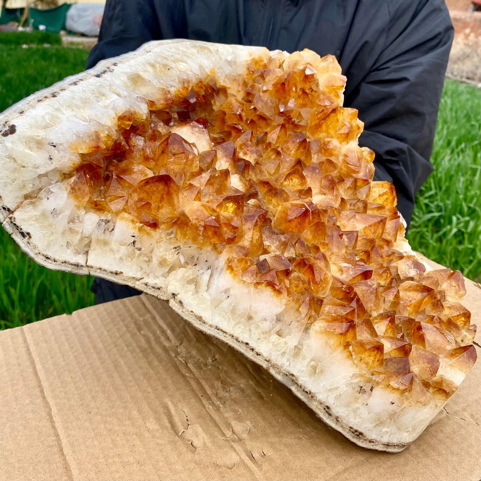 20.72LB Natural Citrine Geode Quartz Cluster Crystal Specimen Energy ...