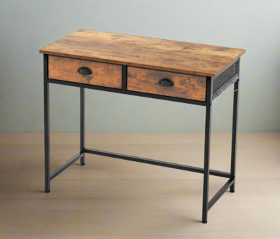 Industrial Writing Desk Small 2 Drawer Storage Unit Table Retro Laptop ...