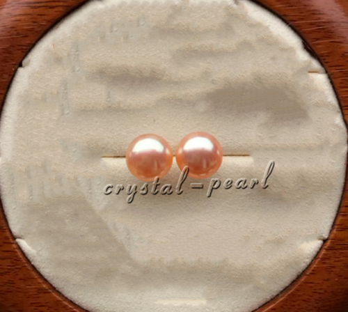 AAAAA Stunning 8-7mm natural pink south sea pearl earrings 14k gold stud Baroque | eBay
