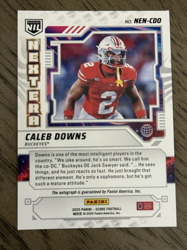 Caleb Downs - 2025 Panini Score Football NEXT ERA NIL AUTO - Ohio State ...