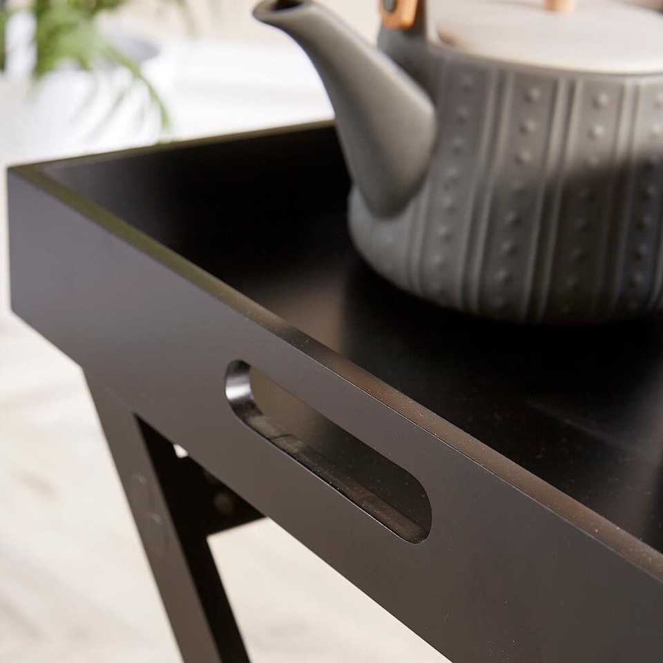 Folding Butlers Side Table Portable Wooden Food Serving Tray Drink ...