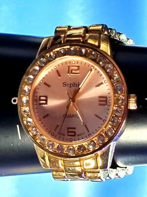 Elegant Sophie by Collezio Gold-tone Crystal-set Women's Quartz Watch ...
