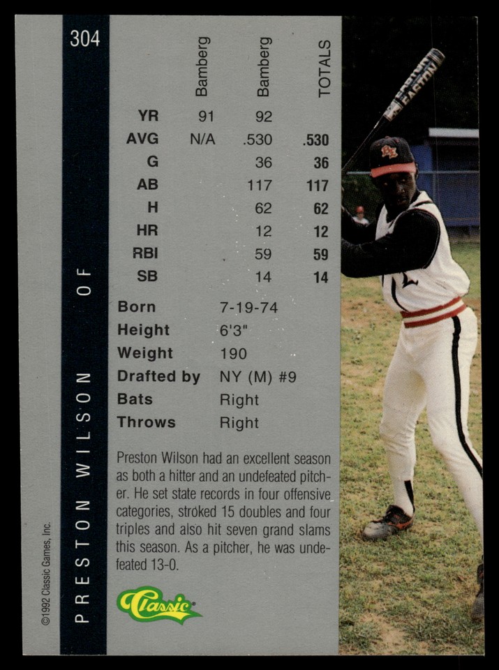 1993 Classic Four Sport Preton Wilson #304 Oklahoma State Cowboys ...