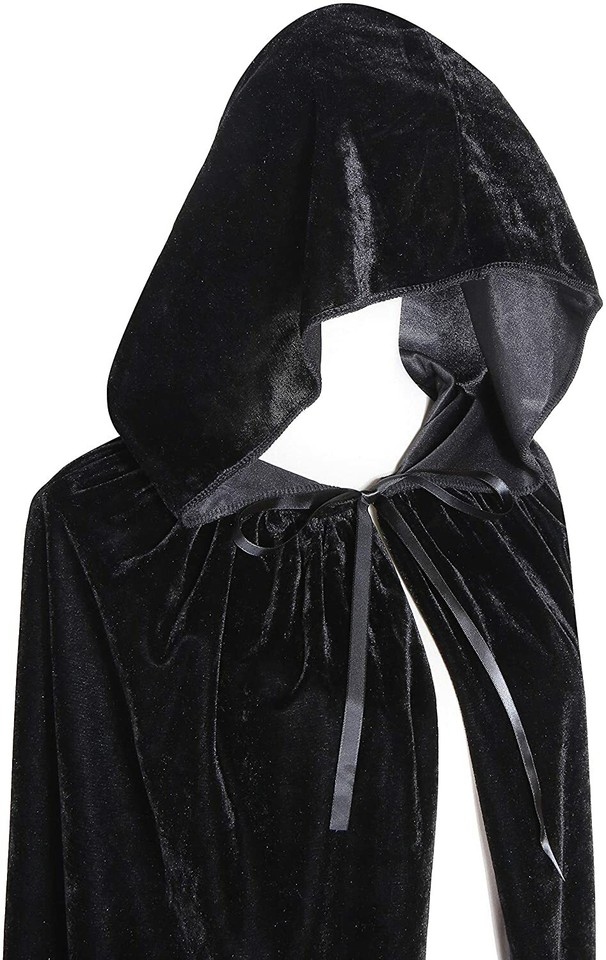 Medieval Vampire Velvet Hooded Cloak Long Robe w/ Witch Capes Halloween ...
