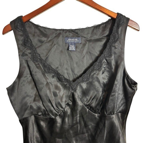 Jones New York Signature Black 100% Silk Lace Trimmed Cami Tank Top ...