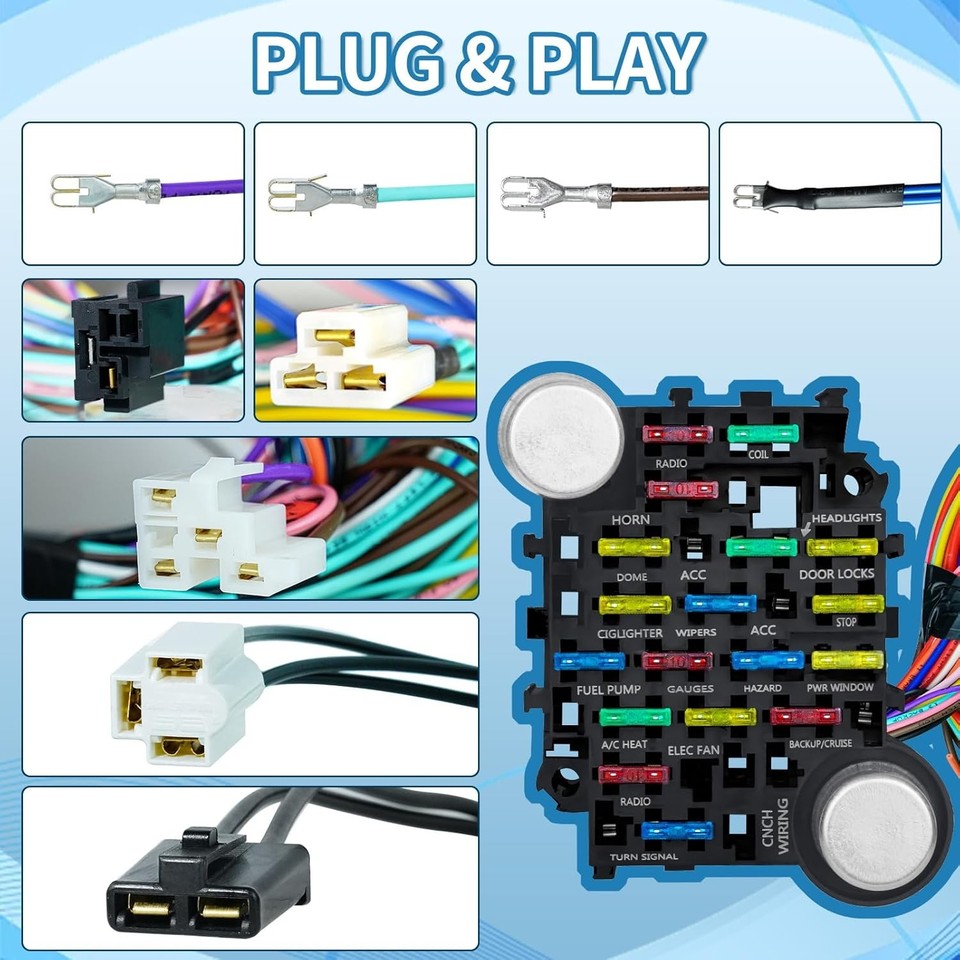 Universal 21 Circuit Wiring Harness Kit, Extra Long Wire Standard Color ...