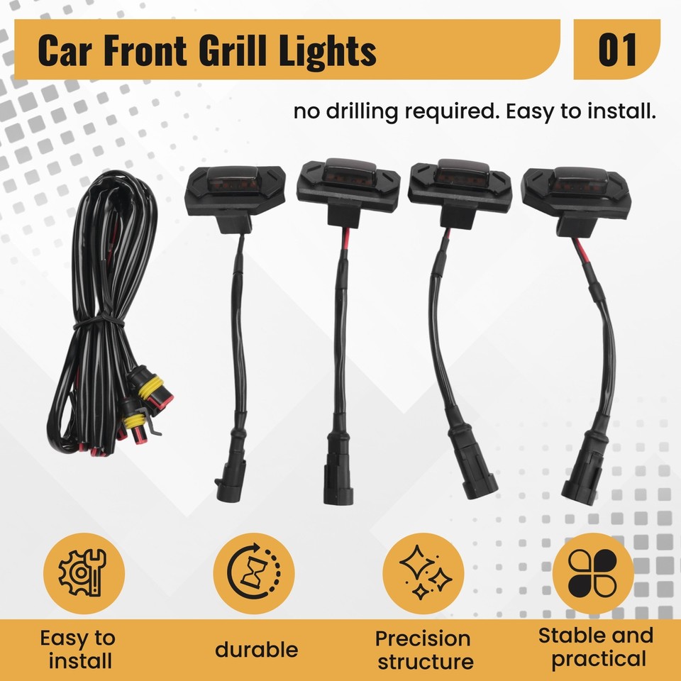 4PCS Car LED Front Grill Lights External Grill Lamp Smoke Car1647 | eBay UK