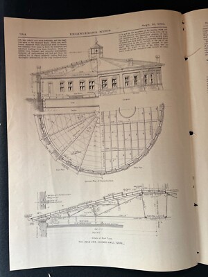 1892 Industrial Illustration The 4-Mile Crib, Chicago Water-Works | eBay