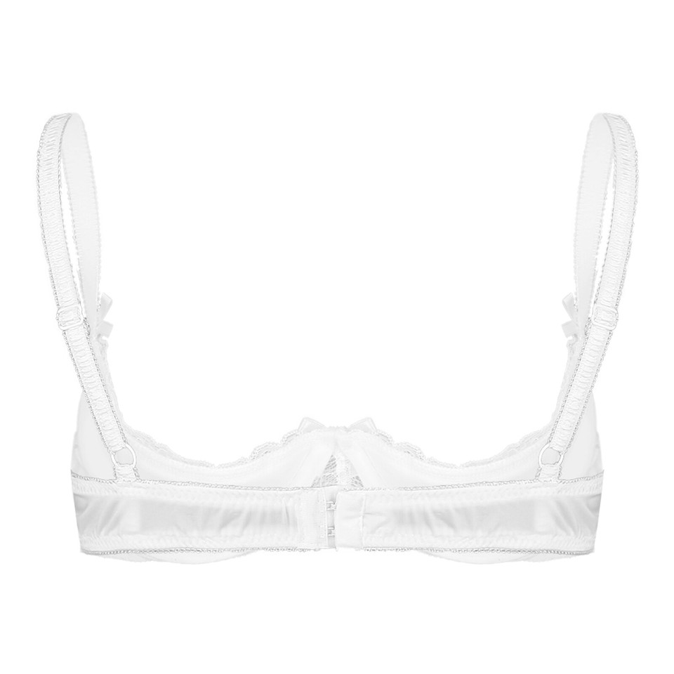 US Womens Underwire Open Nipple Bra Sheer Lace Unlined Push Up Cupless ...